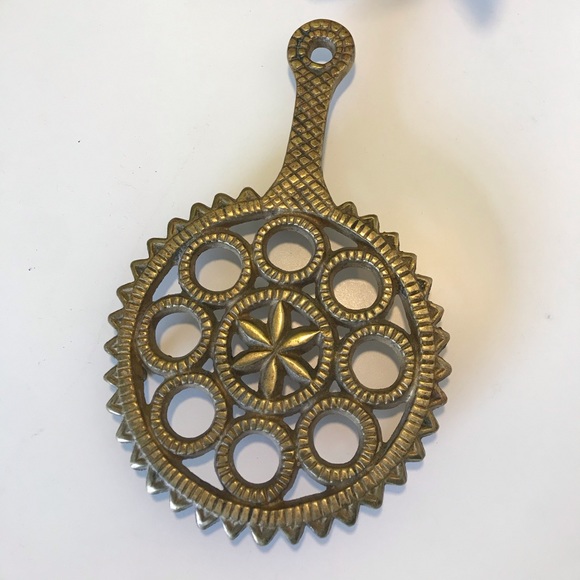 Wilton | Kitchen | Vintage Solid Brass Trivet | Poshmark